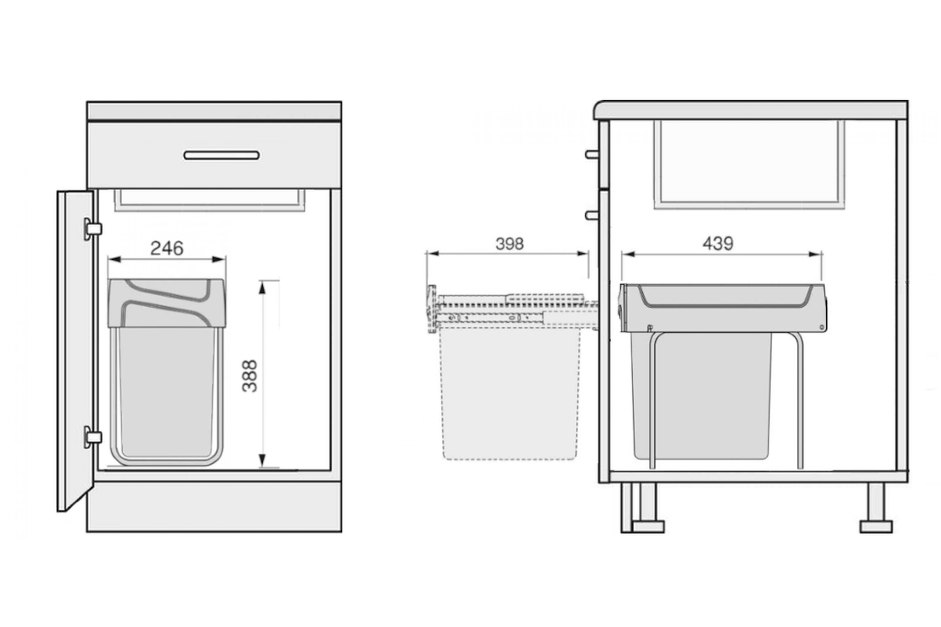 Built-in waste bin 20 liters - AFB20L