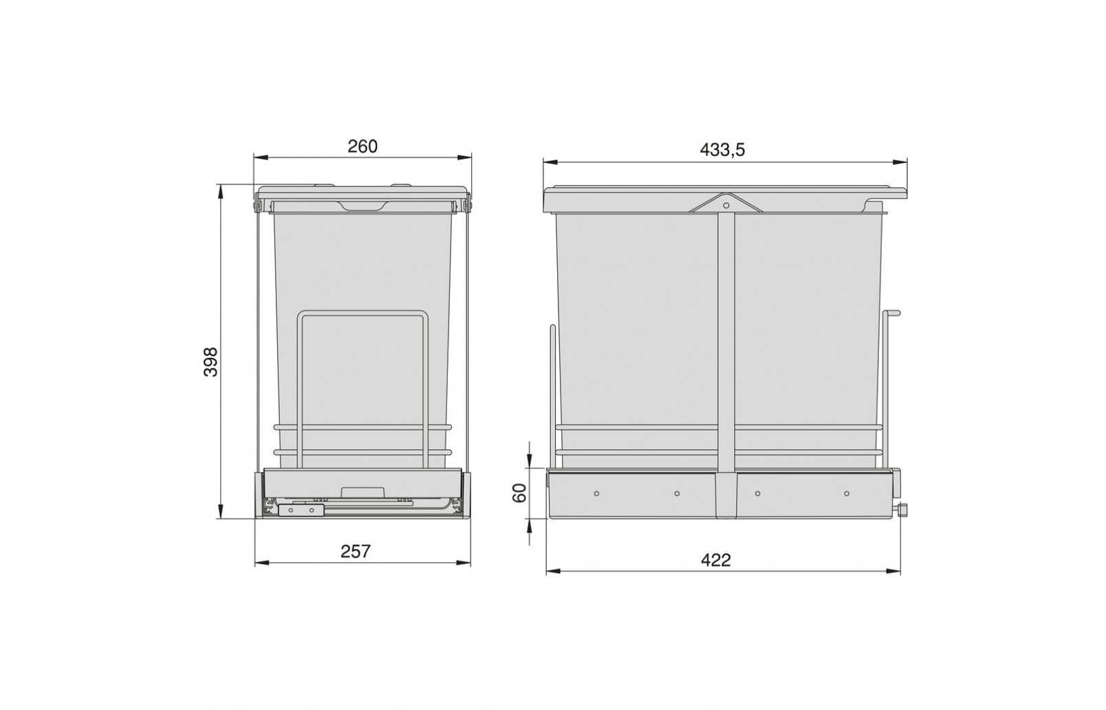 Built-in waste bin 2x12 liters anthracite - AFB212AN