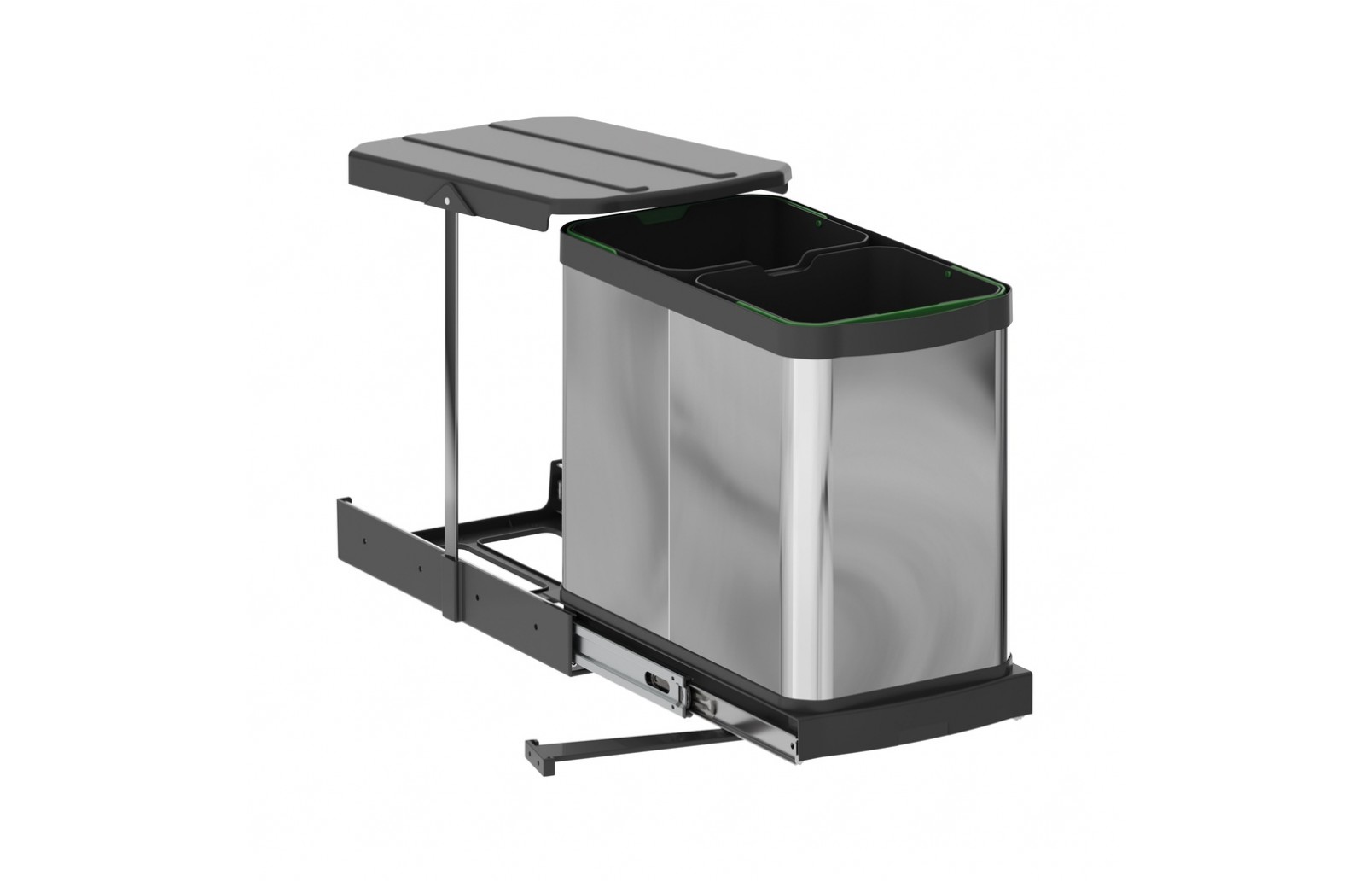 Built-in waste bin 2x12 liters stainless steel - AFB212RVS