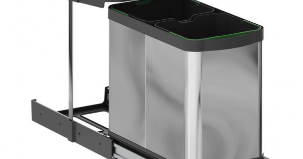 Built-in waste bin 2x12 liters stainless steel - AFB212RVS