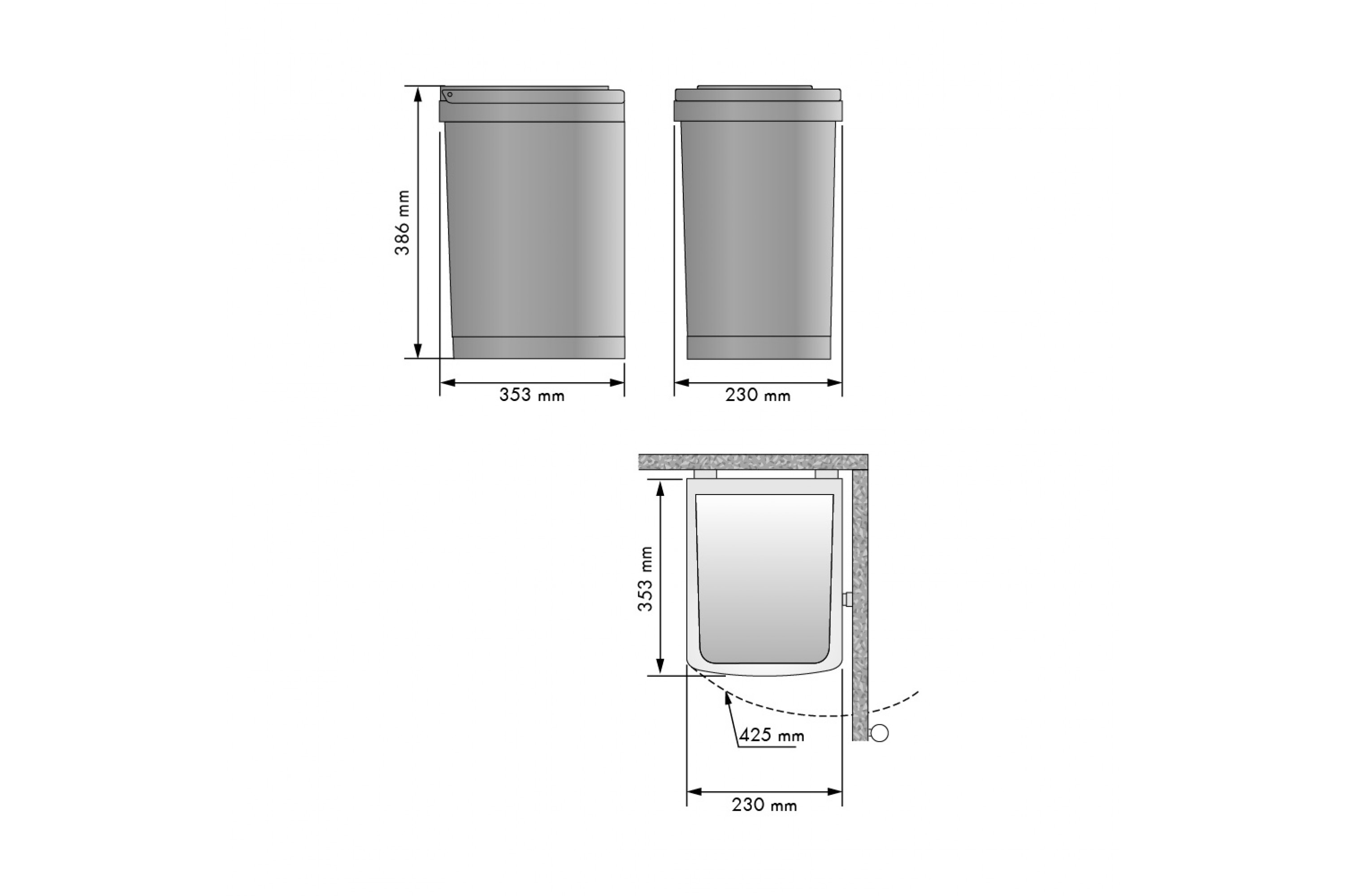 Built-in waste bin 21 liters stainless steel - AFB21RVS
