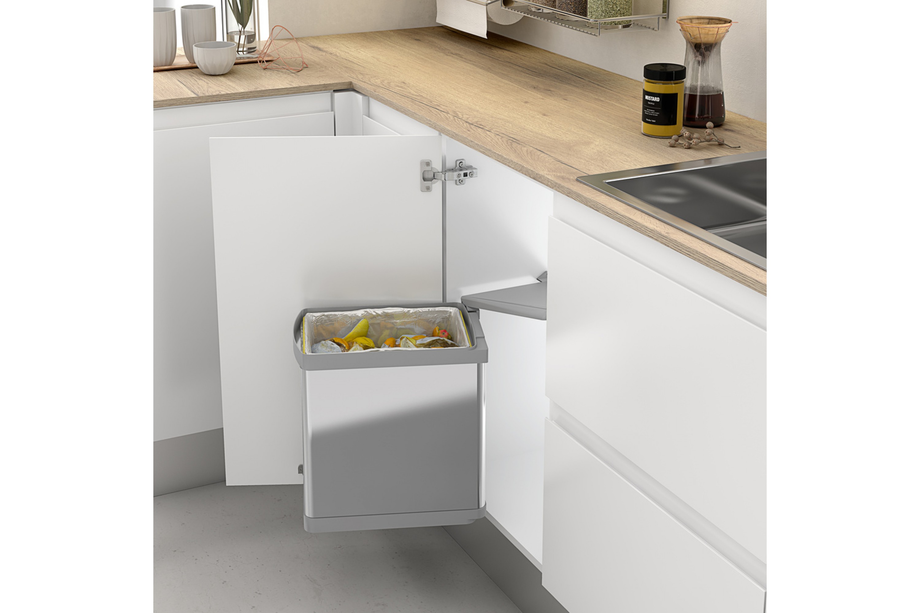 Built-in waste bin 21 liters stainless steel - AFB21RVS