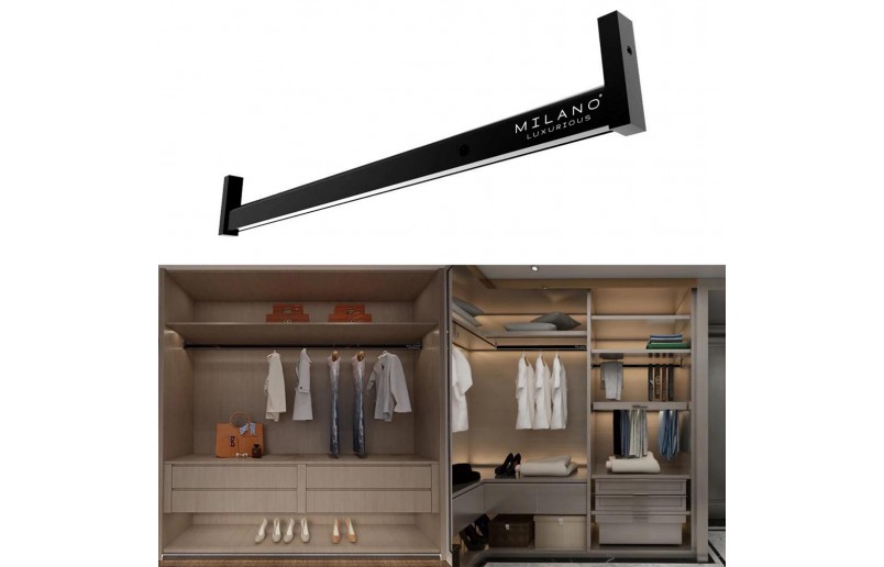 Garment rod with LED lighting (rechargeable) black - SWM-BK