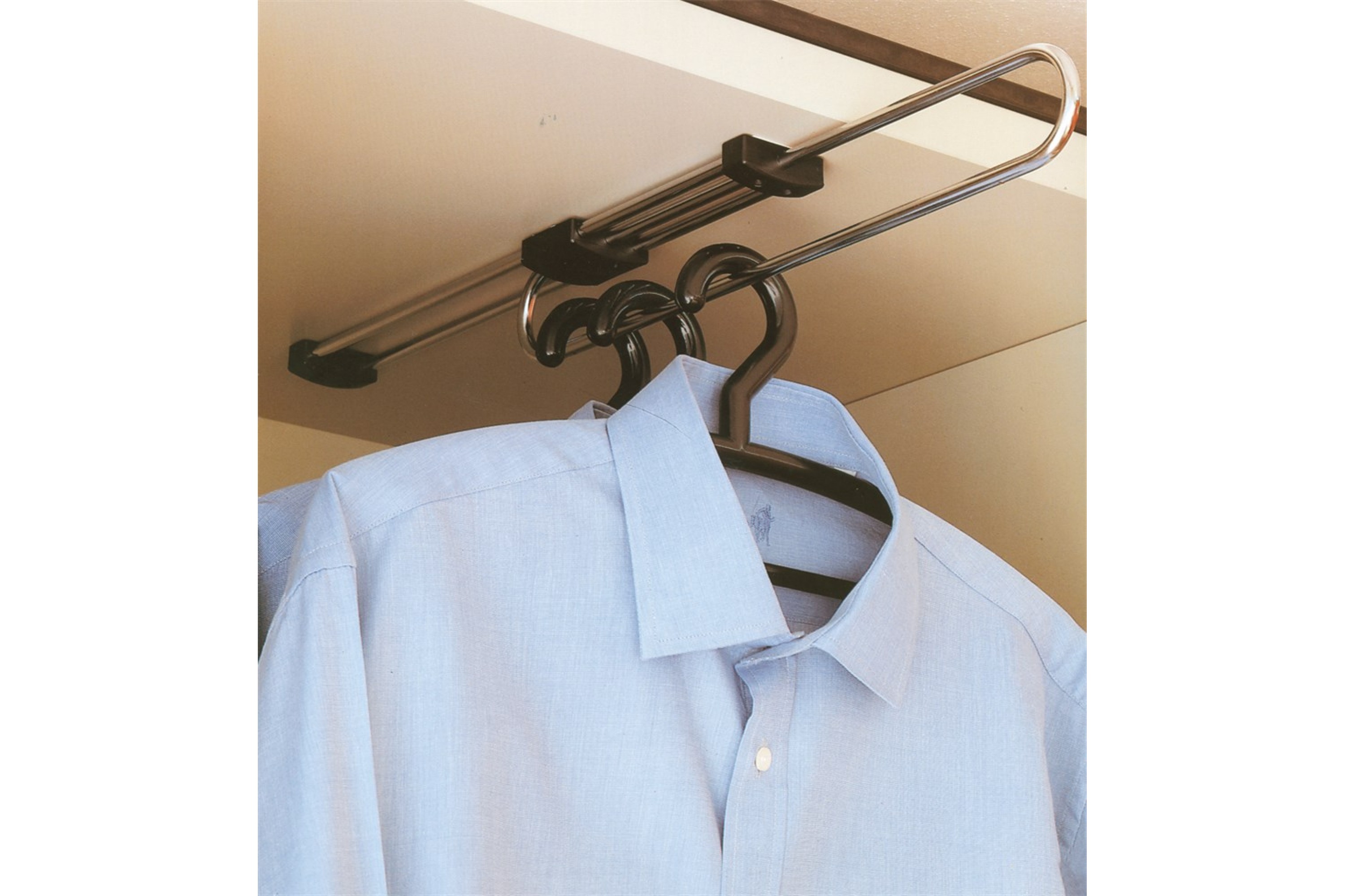 Wardrobe rod extendable chrome/black in 3 sizes - GAU