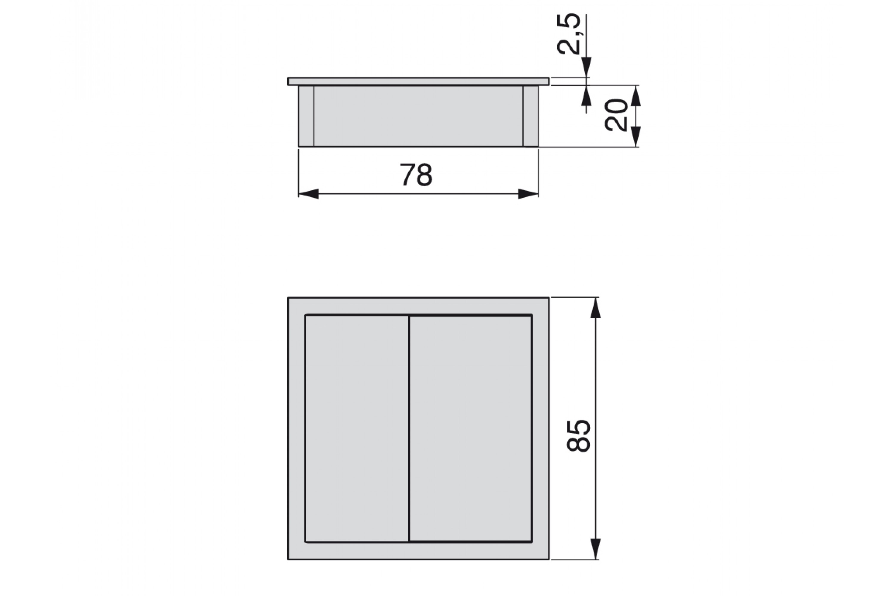 Cable entry white | black square plastic - KDV85